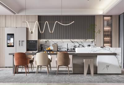 China Wholesale Wooden Furniture  Custom Made Modular Flat Edge Kitchen Cabinets for sale