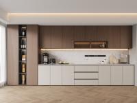 China Plywood Kitchen Cabinet With Microwave & Handle Design Modern Custom Furniture for sale
