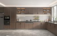 China Plywood Kitchen Cabinet With Microwave & Handle Design Modern Custom Furniture for sale