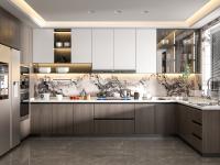 China Plywood Kitchen Cabinet With Microwave & Handle Design Modern Custom Furniture for sale