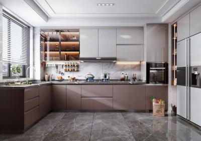 China Modern Modular White Glossy Lacquer Finished Kitchen Furniture Kitchen Cabinet for sale