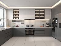China Modern Modular White Glossy Lacquer Finished Kitchen Furniture Kitchen Cabinet for sale