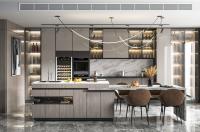 China Customizable Modern Open Villa Modular Shaker Kitchen Cabinet With Island for sale