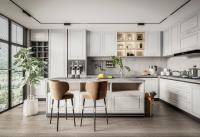 China Custom Wooden Kitchens Furniture Moderne Walnut Solid Wood Kitchen Cabinets for sale