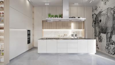 China Modern Style Farmhouse Design Mdf Kitchen Furniture Custom Kitchen Cabinets for sale