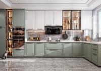 China Custom Modern Kitchen Cabinet With Hardware And Particle Board Door Material for sale