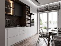 China Solid Ash Wood Luxury Kitchen Cabinets Light Brown Cabinet For Apartment Use for sale