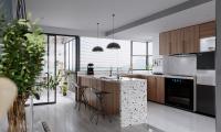 China Custom Modular Modern Luxury Kitchen Cabinets Island Wood Furniture Cupboard for sale