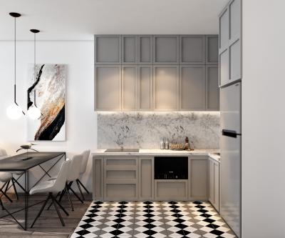 China Modular Melamine Kitchen Sink Full Complete Kitchen Cabinet Set For Apartment for sale