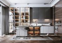 China Custom Door Material Modern Kitchen Cabinet With Carcass Material For Villa for sale