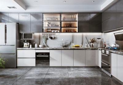 China Modern Luxury Interior Furniture Flat Pack Design Cupboard Kitchen Cabinets for sale