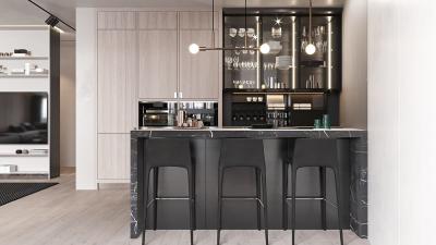 China One-Stop Designs Factory Customized High Gloss Kitchen Cabinet Sets For Villa for sale