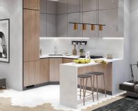 China Classic Wood Kitchen Cabinet Customized Wood Grain Villa Kitchen Cabinet for sale