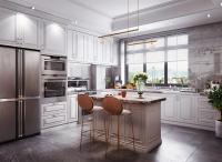 China Modern Light Luxury Design Kitchen Wood Melaine Kitchen Cabinet With Island for sale