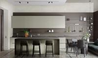 China Modern Light Luxury Design Kitchen Wood Melaine Kitchen Cabinet With Island for sale