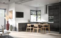 China Kitchen Furniture Custom Home Modular Wood Grain Kitchen Cabinet Modern for sale