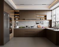 China Hotel Modern Kitchen Cabinet With DTC Hardware And Particle Board Carcass for sale