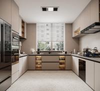 China Hotel Modern Kitchen Cabinet With DTC Hardware And Particle Board Carcass for sale
