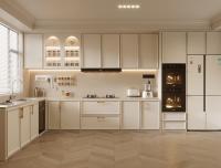 China Lacquer Modern Kitchen Wall Cabinet Beige And Grey Color For Uganda for sale