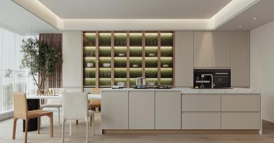 China Premium Custom Luxury Wooden Kitchen Cabinets For Villas Carcass Material for sale