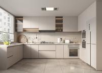 China Lacquer Kitchen Cabinet  French Design Laminate Commercial Kitchen Cabinets for sale