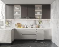 China Modern Design White Color And Wood Kitchen Cabinets for sale