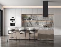 China Matte Lacquer Finish Brown L&U Shape Wooden Furniture Of Kitchen Cupboard for sale