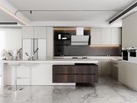 China Matte Lacquer Finish Brown L&U Shape Wooden Furniture Of Kitchen Cupboard for sale