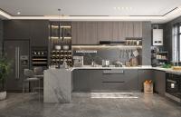 China Matte Lacquer Finish Brown L&U Shape Wooden Furniture Of Kitchen Cupboard for sale
