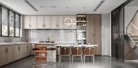 China Matte Lacquer Finish Brown L&U Shape Wooden Furniture Of Kitchen Cupboard for sale