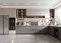 China Modern Wood Grain Stone Surface Melamine Customized MDF Kitchen Cabinetry for sale