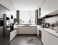 China Modern Wood Grain Stone Surface Melamine Customized MDF Kitchen Cabinetry for sale