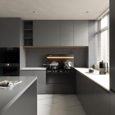 China Hidden Drawer Guide Rail European Matt White Kitchen Furniture Kitchen Cabinets for sale