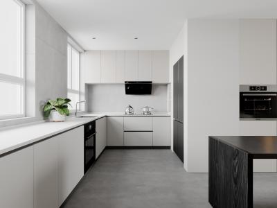 China Quick Assembly Modern Grey Kitchen Cabinets Custom Design With Island for sale
