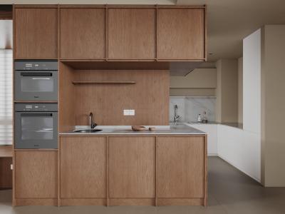 China Apartment Kitchens Wooden Kitchen Cabinets Custom Design With Island for sale