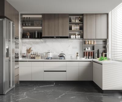 China Furniture Storage Soft Closing Home Complete LED Light Cupboard Kitchen Cabinets for sale