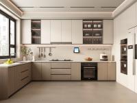 China Modular Antique Design Style Glass Doors With Island Modern Kitchen Cabinet for sale