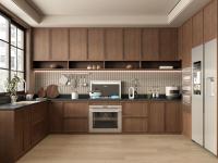 China Modular Antique Design Style Glass Doors With Island Modern Kitchen Cabinet for sale