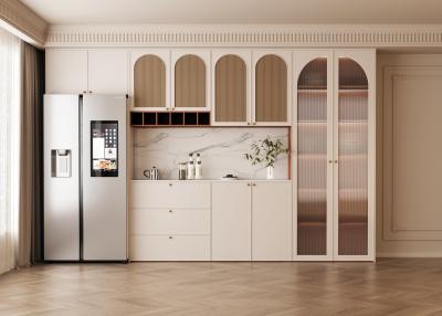 China Modular Antique Design Style Glass Doors With Island Modern Kitchen Cabinet for sale