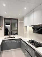 China Affordable Price Grain MDF Door Panel With Dtc Hinge Wood Kitchen Cabinet for sale
