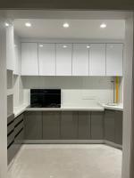 China Grain Modern Kitchen Cabinet Handleless Furniture Cabinetry With Linear Shape for sale