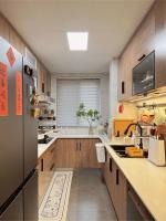 China Grain Modern Kitchen Cabinet Handleless Furniture Cabinetry With Linear Shape for sale