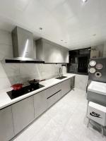 China American Style U Shaped Contemporary Melamine Recessed Door Panel Kitchen Cabinet for sale