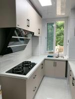China Manufacturer Apartment Wood Grain Modular Kitchen Cabinet Luxury Furniture for sale
