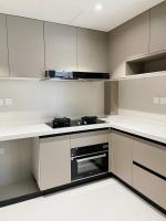 China Laminate PVC Finish Customized Modern Design Kitchen Cabinets For Home for sale
