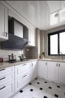 China High Gloss Lacquer Melamine Finish Wood Grain Glass Inset Luxury Kitchen Cabinets for sale