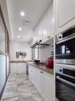 China Economic Style Flat Panel Laminate Small Kitchen Cabinets for Villa for sale