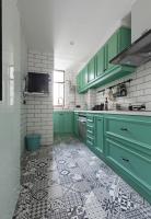 China Economic Style Flat Panel Laminate Small Kitchen Cabinets for Villa for sale