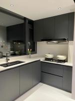 China Chinese MDF Modern Flat Panel Melamine Wooden Kitchen Cabinet Furniture for sale