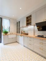 China Chinese MDF Modern Flat Panel Melamine Wooden Kitchen Cabinet Furniture for sale